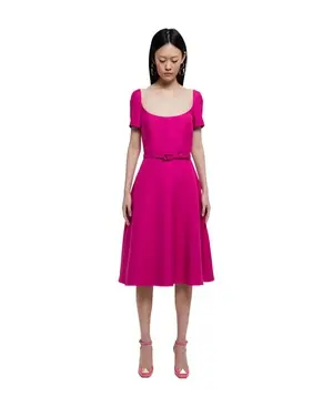 Valentino Garavani Logo-plaque Belted Dress - Pink
