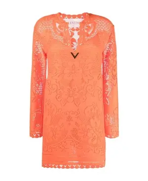 Valentino Garavani Crocheted Lace Minidress - Orange