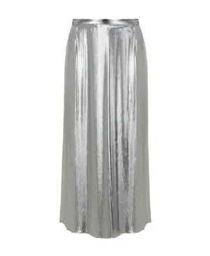 Valentino Garavani Metallic Plissé Midi Skirt - Gray