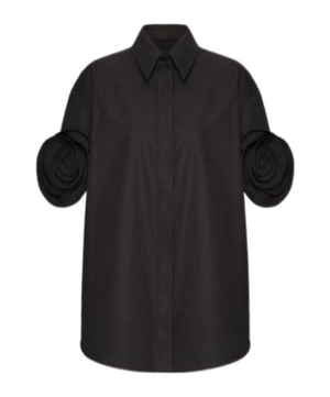Valentino Garavani Compact Popeline Straight Hem Shirt - Black