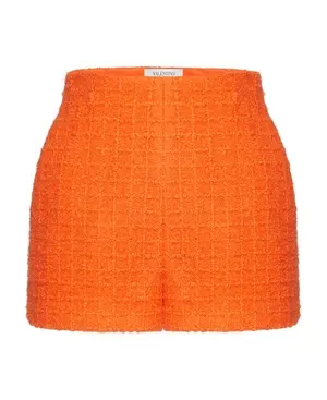 Valentino Garavani High-waisted Tweed Shorts - Orange