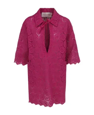 Valentino Garavani Lace Short-sleeved Dress - Red