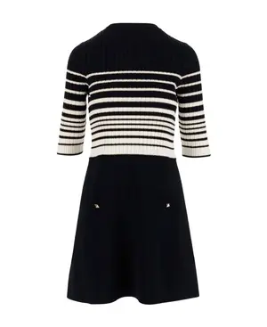 Valentino Garavani Striped Crewneck Dress - Black