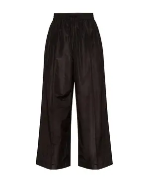 Valentino Garavani Wide-leg Cropped Silk Trousers - Black