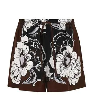 Valentino Garavani Flower Print Shorts - Black