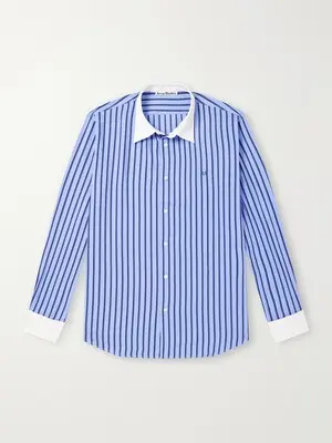 Acne Studios Logo-embroidered Striped Poplin Shirt - Blue