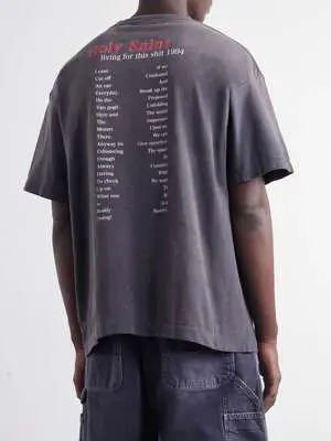 SAINT MXXXXXX Love Circulation Printed Distressed Cotton-jersey T-shirt