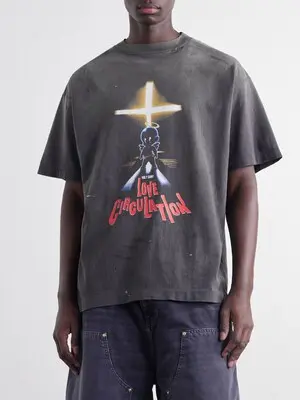 SAINT MXXXXXX Love Circulation Printed Distressed Cotton-jersey T-shirt
