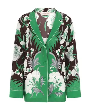 Valentino Garavani Floral-print Silk Shirt - Green