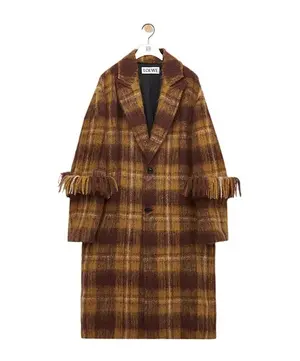 Loewe Check Patterned Coat - Brown