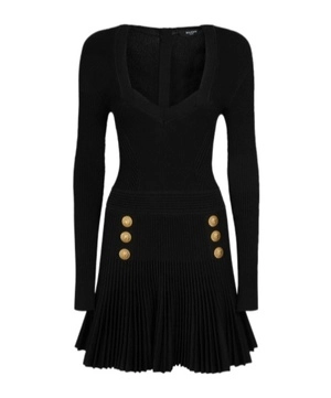 Balmain Logo Button Dress - Black
