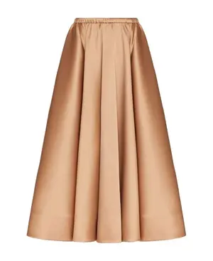 Valentino Garavani High Waist Pleated Midi Skirt - Nude