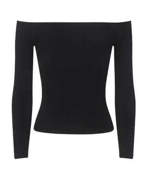 Valentino Garavani Ribbed Off-shoulder Jumper - Black