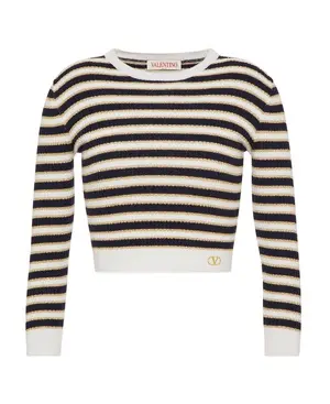Valentino Garavani Striped Cropped Jumper - Black