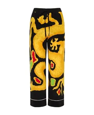 Valentino Garavani Drawstring Wide Leg Cropped Trousers - Yellow