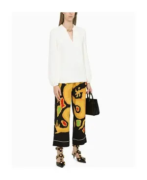 Valentino Garavani Drawstring Wide Leg Cropped Trousers
