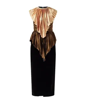 Gucci Colorblock Pleated Sleeveless Midi Gown - Black