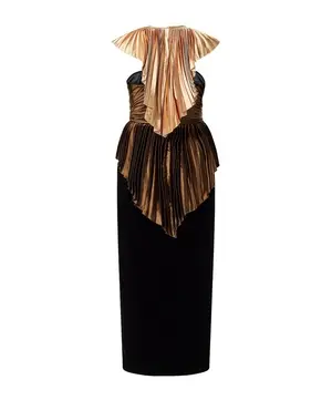 Gucci Colorblock Pleated Sleeveless Midi Gown
