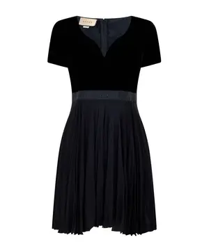 Gucci Vneck Paneled Mini Dress - Black
