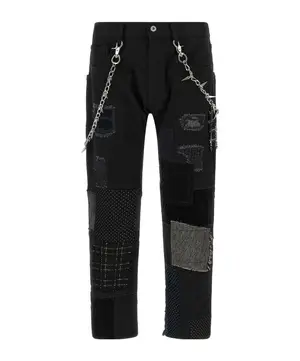 Junya Watanabe Patchwork Kilt Detail Jeans - Black