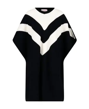 Valentino Garavani Stripe-detailed Knit Cape - Black