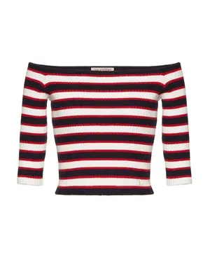 Valentino Garavani Cropped Striped Knitted Top - Black