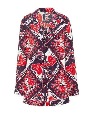 Valentino Garavani Graphic-print Silk Playsuit - Black
