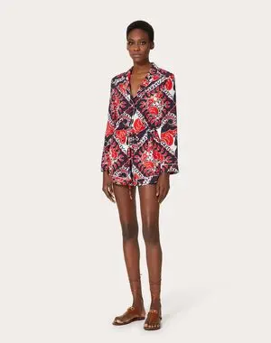 Valentino Garavani Graphic-print Silk Playsuit