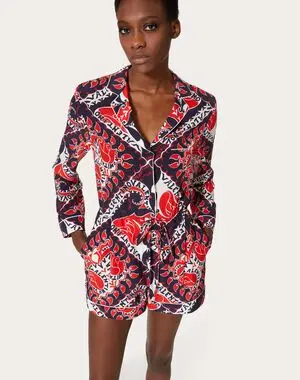 Valentino Garavani Graphic-print Silk Playsuit