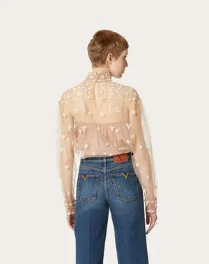 Valentino Garavani Tulle Illusione Embroidered Top