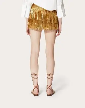 Valentino Garavani Sequin Embellished Fringed Mini Skirt
