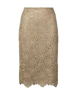 Valentino Garavani Floral Embroidered Mesh Skirt - Brown