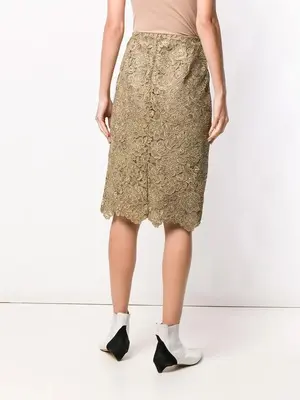 Valentino Garavani Floral Embroidered Mesh Skirt
