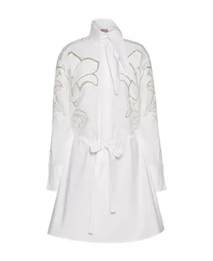 Valentino Garavani Flower Hollowed-out Embroidery Dress - White