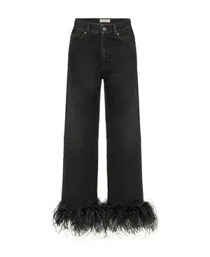 Valentino Garavani Logo Patch Straight Leg Jeans - Black