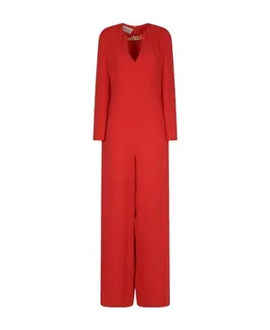 Valentino Garavani Vlogo Silk Jumpsuit - Red