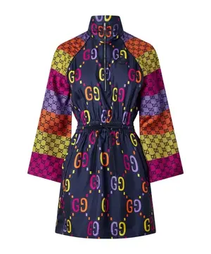 Gucci Multicolor Monogramprint Standcollar Mini Dress - No