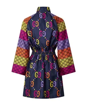 Gucci Multicolor Monogramprint Standcollar Mini Dress