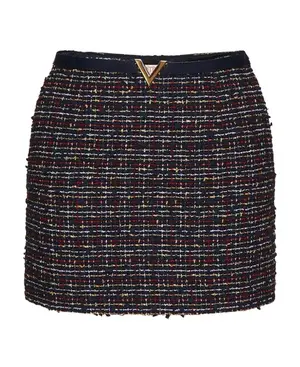 Valentino Garavani Vlogo Tweed Miniskirt - Black