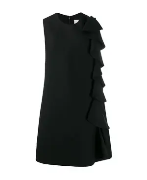 Valentino Garavani Ruffle Detail Shift Dress - Black