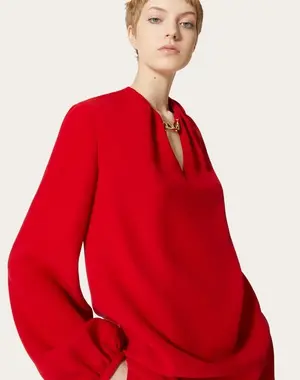 Valentino Garavani Cady Couture Vlogo Chain Top