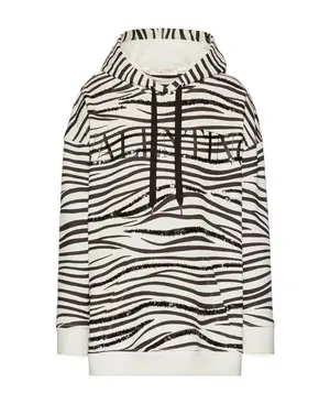 Valentino Garavani Zebra Print Sequin-embellished Hoodie - White