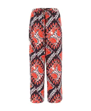Valentino Garavani Logo Printed Drawstring Wide Leg Trousers - Multicolor