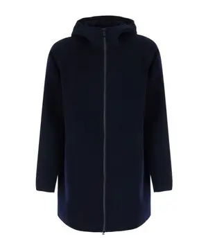 Aspesi Hooded Zip-front Coat - Blue