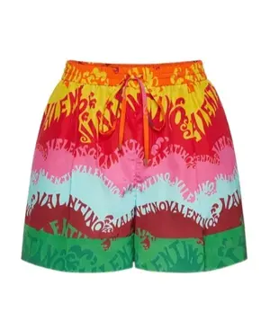 Valentino Garavani Logo Printed Shorts - Red
