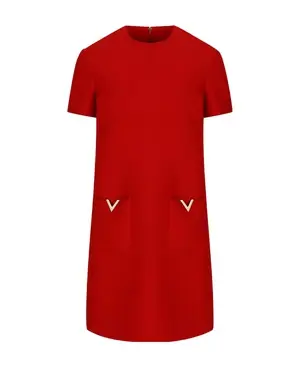 Valentino Garavani V Metal Logo Shift Dress - Red