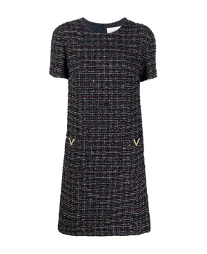 Valentino Garavani Tweed Short-sleeve Mini Dress - Black