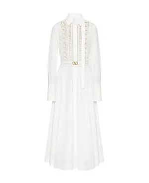 Valentino Garavani Floral-lace Detail Shirt Dress - White