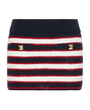 Valentino Garavani Striped Knitted Skirt - Black
