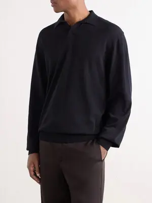 Rubinacci Sea Island Cotton Polo Shirt - Black
